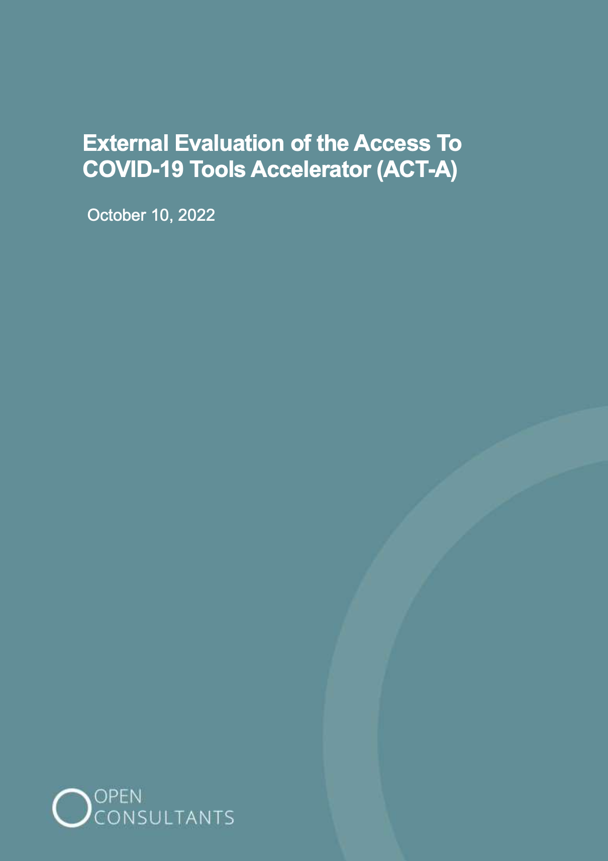 Dx Knowledge Hub - External Evaluation of the Access To COVID-19 Tools ...